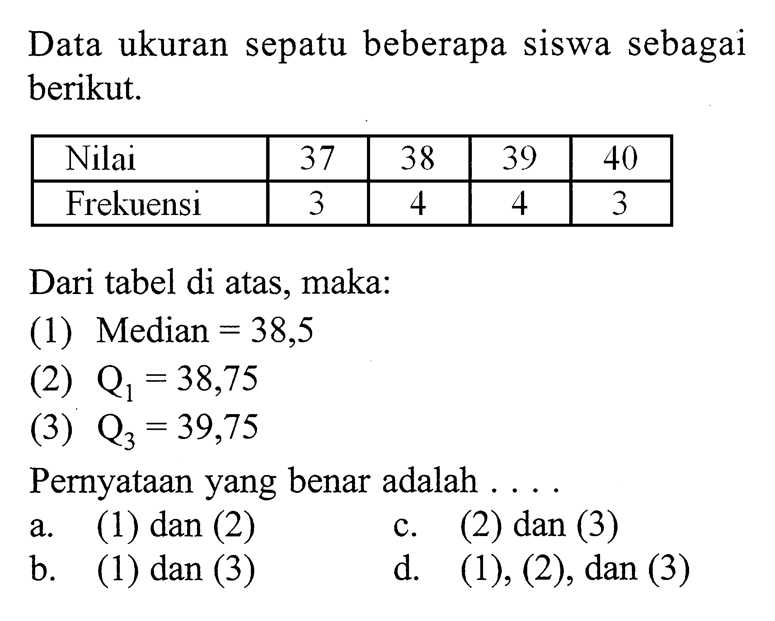 Contoh Ukuran Penyebaran Data Tunggal Statistika Soalan L