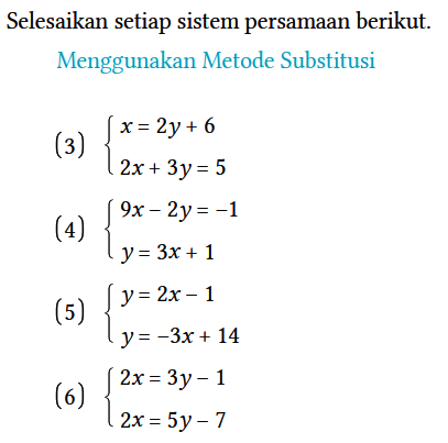 Selesaikan setiap sistem persamaan berikut. Menggunakan M...