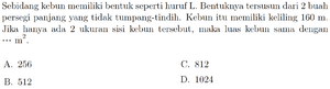 Sebidang kebun memiliki bentuk seperti huruf L. Bentuknya...