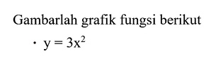 Gambarlah grafik fungsi berikut y = 3x^2