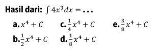 Hasil dari: integral 4x^3 dx=...