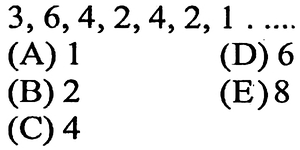 3,6,4,2,4,2,1 ... ... (A) 1(B) 2(D) 6(C) 4