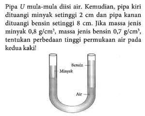 Pipa U mula-mula diisi air. Kemudian, pipa kiri dituangi ...
