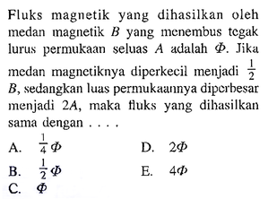 Fluks magnetik yang dihasilkan oleh medan magnetik B ya...