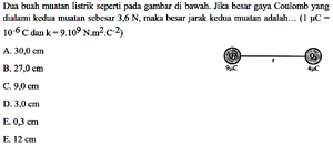 Dua buah muatan listrik seperti pada gambar di bawah. Jik...