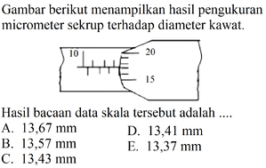 Gambar berikut menampilkan hasil pengukuran micrometer se...