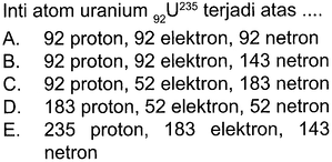 Inti atom uranium 92 U^(235) terjadi atas ....