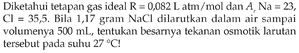 Diketahui tetapan gas ideal R = 0,082 L atm/mol dan Ar Na...
