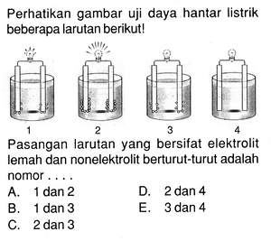 Perhatikan gambar uji daya hantar listrik beberapa laruta...