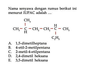Nama senyawa dengan rumus berikut ini menurut IUPAC adala...