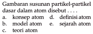 Gambaran susunan partikel-partikel dasar dalam atom diseb...