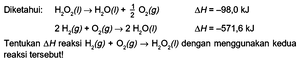 Diketahui: H2O2 (l) -> H2O (l) + 1/2 O2 (g) delta H = -98...