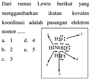 Dari rumus Lewis berikut yang menggambarkan ikatan kovale...
