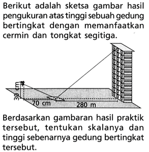 Berikut adalah sketsa gambar hasil pengukuran atas tinggi...