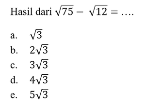 Hasil dari akar(75)-akar(12)=