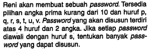 Reni akan membuat sebuah password. Tersedia pilihan angka...