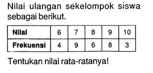 Nilai ulangan sekelompok siswa sebagai berikut. Nllal 6 7...