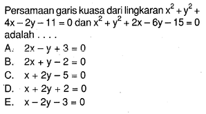 Persamaan garis kuasa dari lingkaran x^2+y^2+4x-2y-11=0 ...