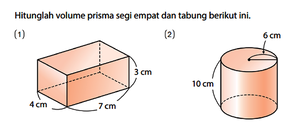 Hitunglah volume prisma segi empat dan tabung berikut ini...