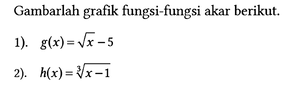 Gambarlah grafik fungsi-fungsi akar berikut. 1). g(x)